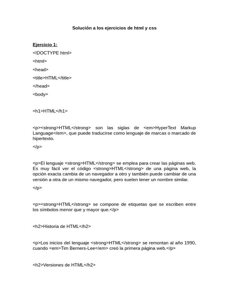 Solución A Los Ejercicios de HTML y Css | PDF | Red mundial | Internet y web