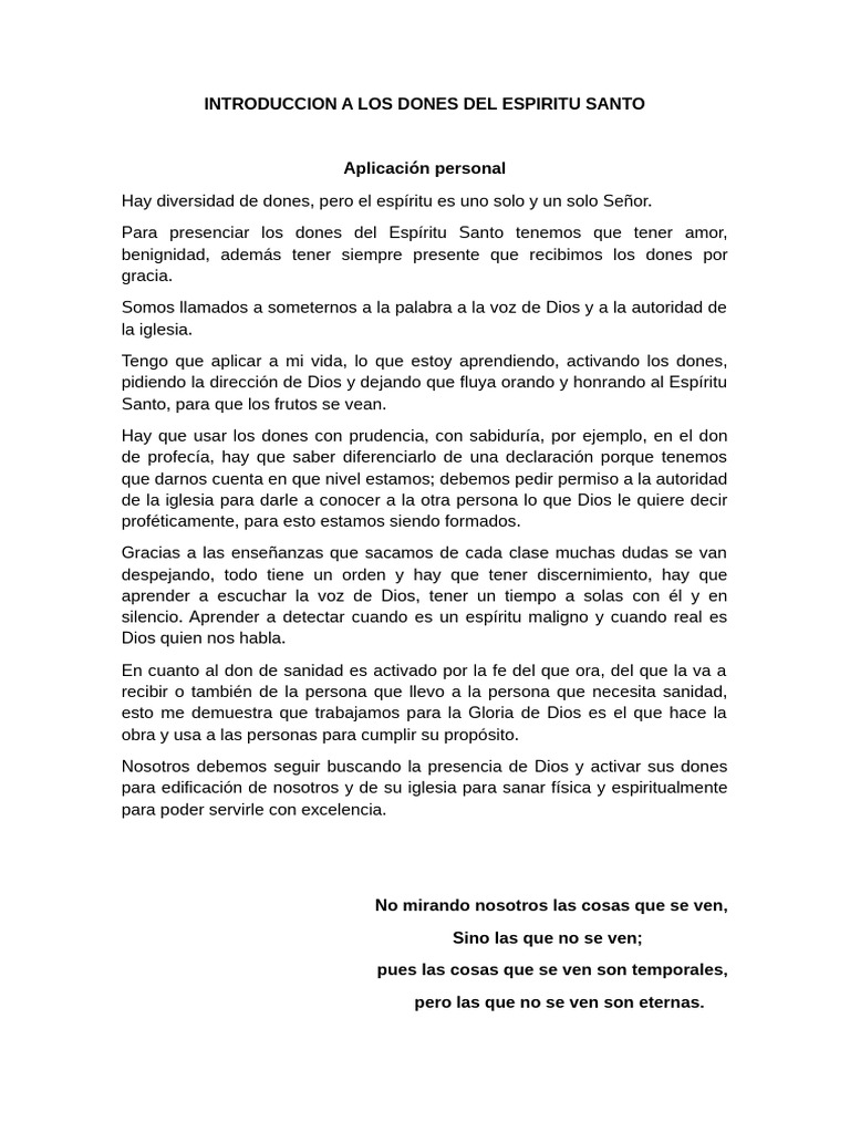 Actividades de los 7 Dones del Espíritu | PDF | Dios | Fe