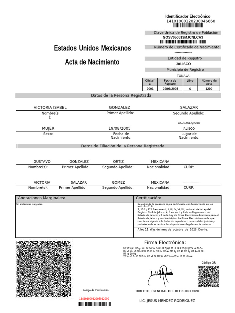 692573422-MARCO-ACTA-DE-NACIMIENTO | PDF | Gobierno y personalidad | Aplicaciones de la criptografía