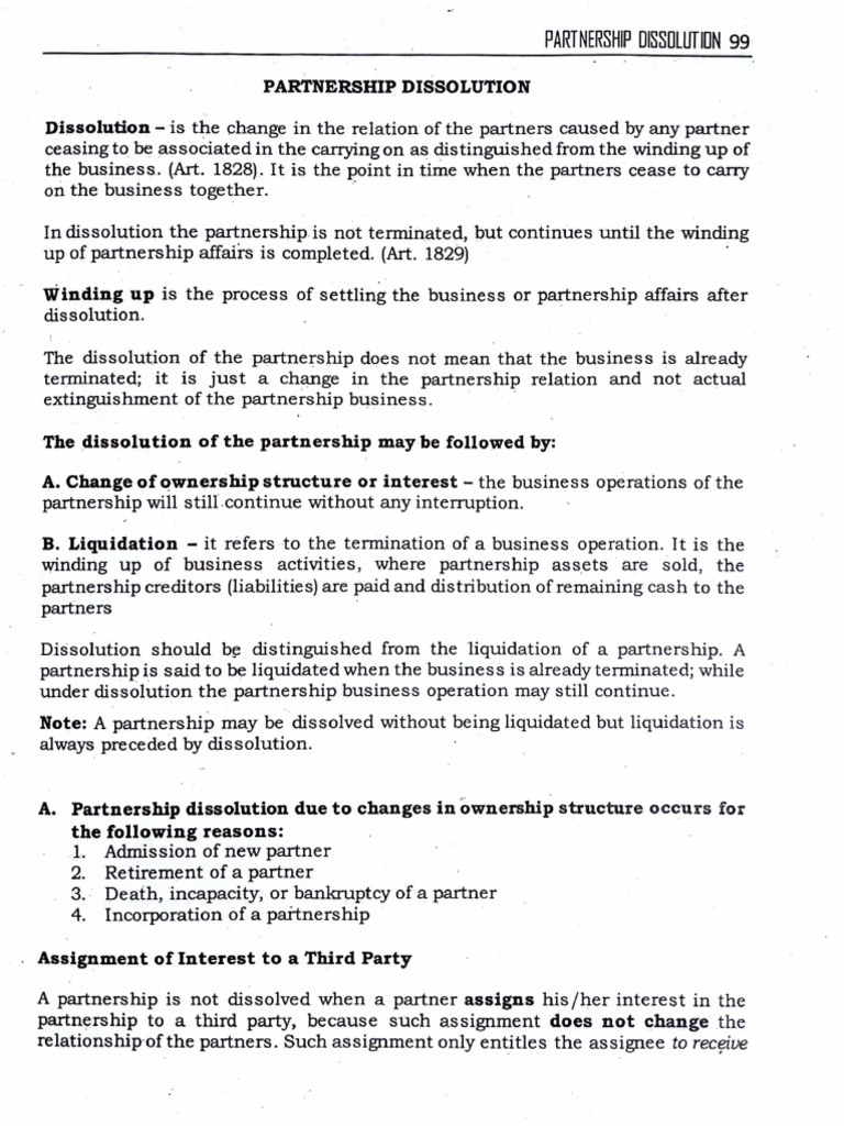 Chapter 3 Partnership Dissolution | PDF
