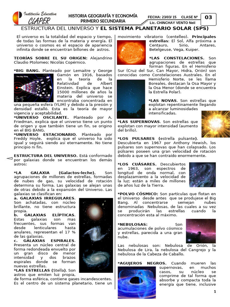 CLASE HGE 3 OrigenUniverso OK | PDF | Planetas | Galaxia