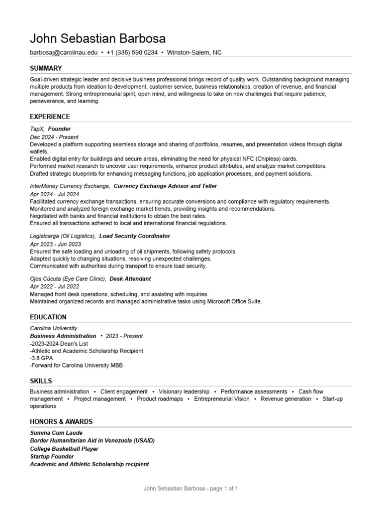 Resume John Sebastian Barbosa Riverbed Technology Inc. | PDF | Startup ...