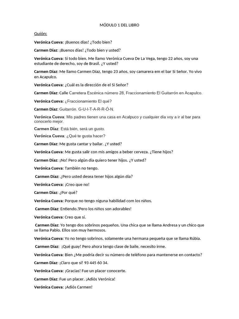 MÓDULO 1 DEL LIBRO - Guión | PDF
