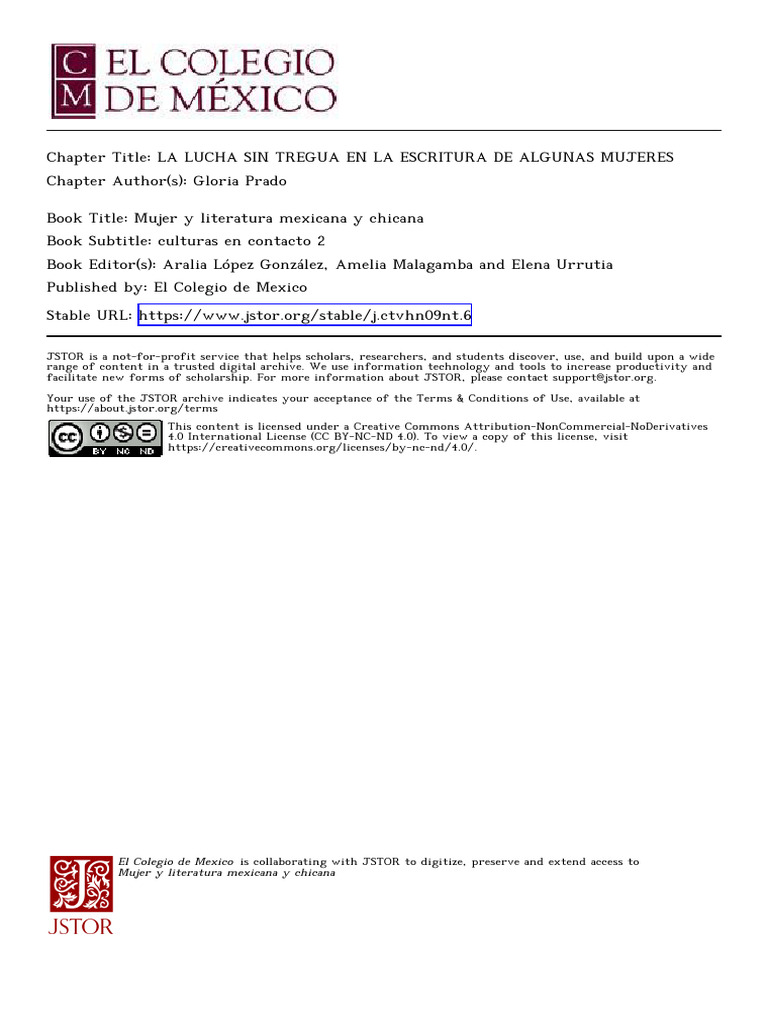 Gloria Prado - LA LUCHA SIN TREGUA EN LA ESCRITURA DE ALGUNAS MUJERES | PDF