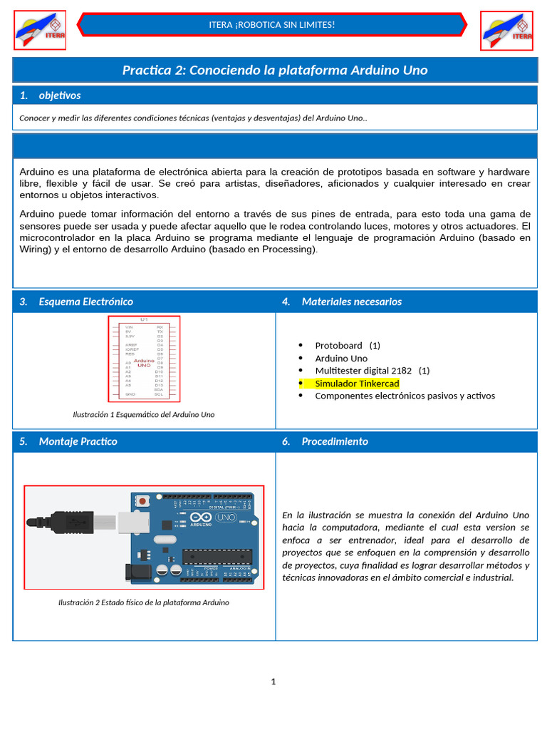 Ficha de Laboratorio de Electronica Programable ITERA - 2 | PDF | Arduino | Electrónica