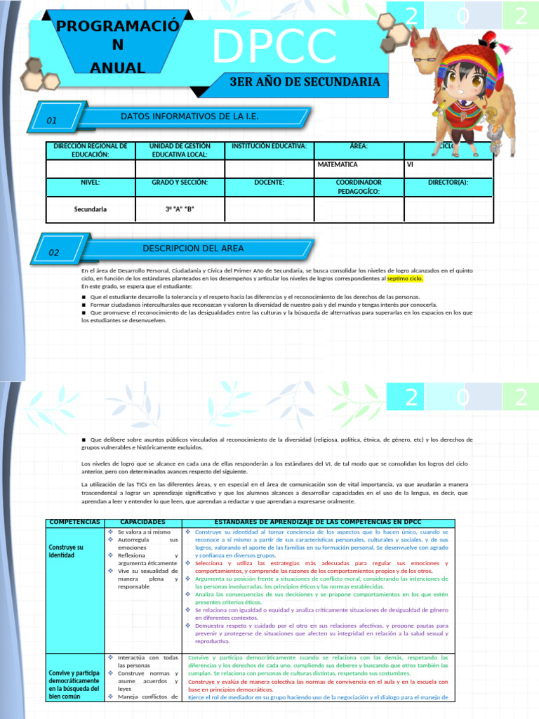 Programación Anual 3º DPCC 2025 | PDF | Las emociones | La sexualidad humana