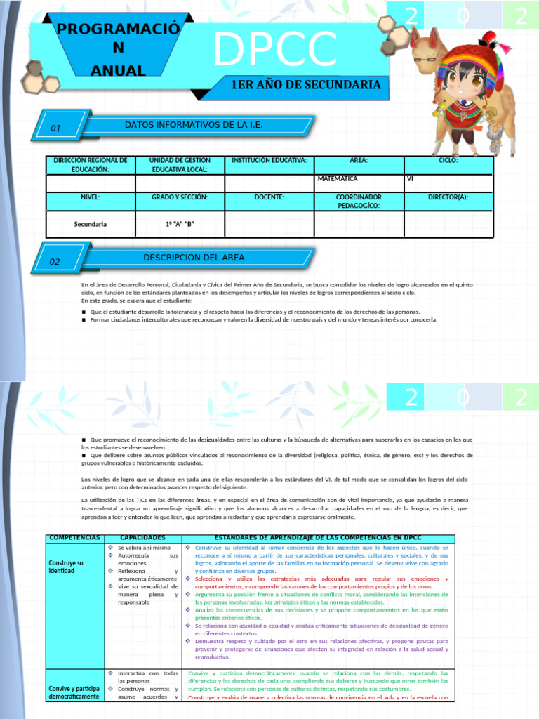 Programación Anual de DPCC 1° Secundaria | PDF | Amistad | Las emociones