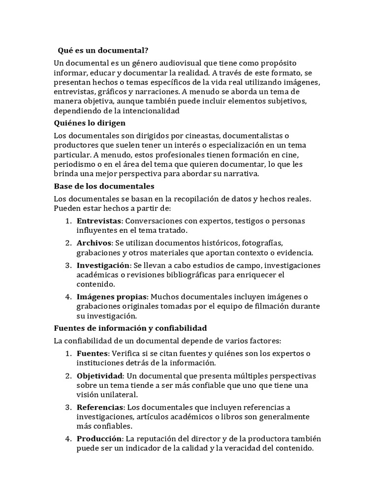 Qué Es Un Documental | PDF | Documental