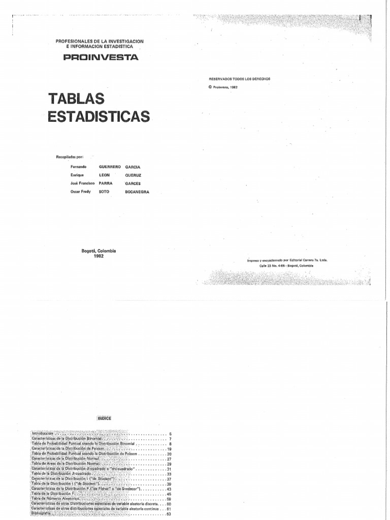 Tablas Estadística | PDF