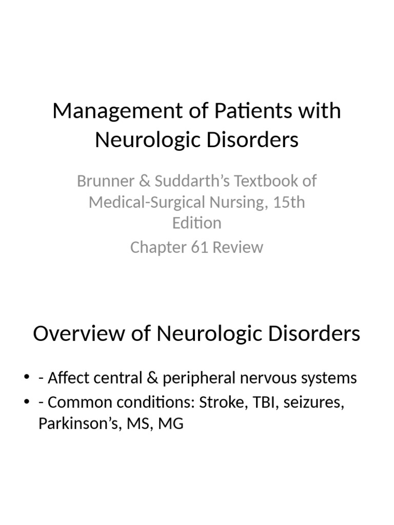 Neurologic Disorders Patient Management Guide | PDF