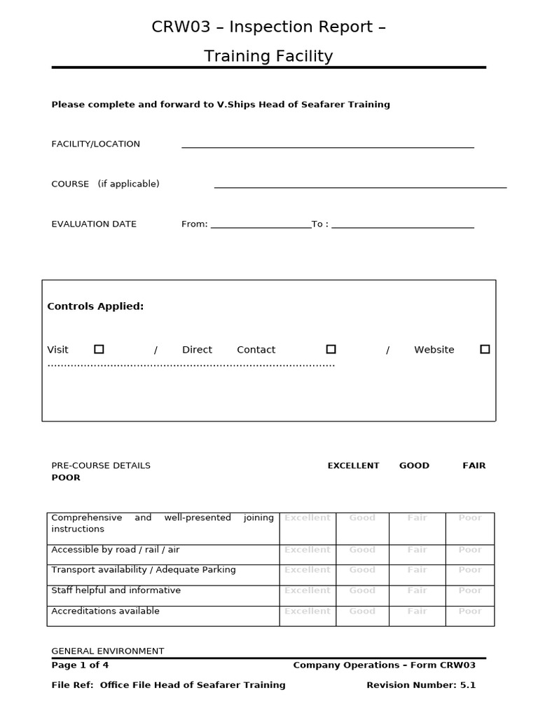 Training Facility Inspection Report | PDF