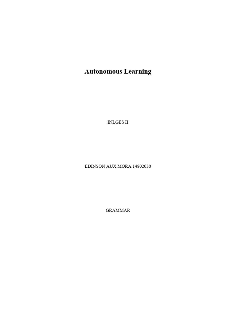 Autonomous Learning Grammar | PDF