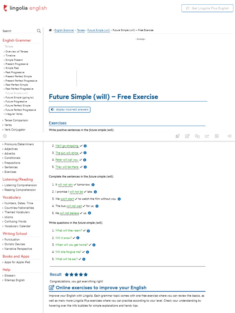 Future Simple "Will" Exercises PDF | PDF | English Grammar | Language ...