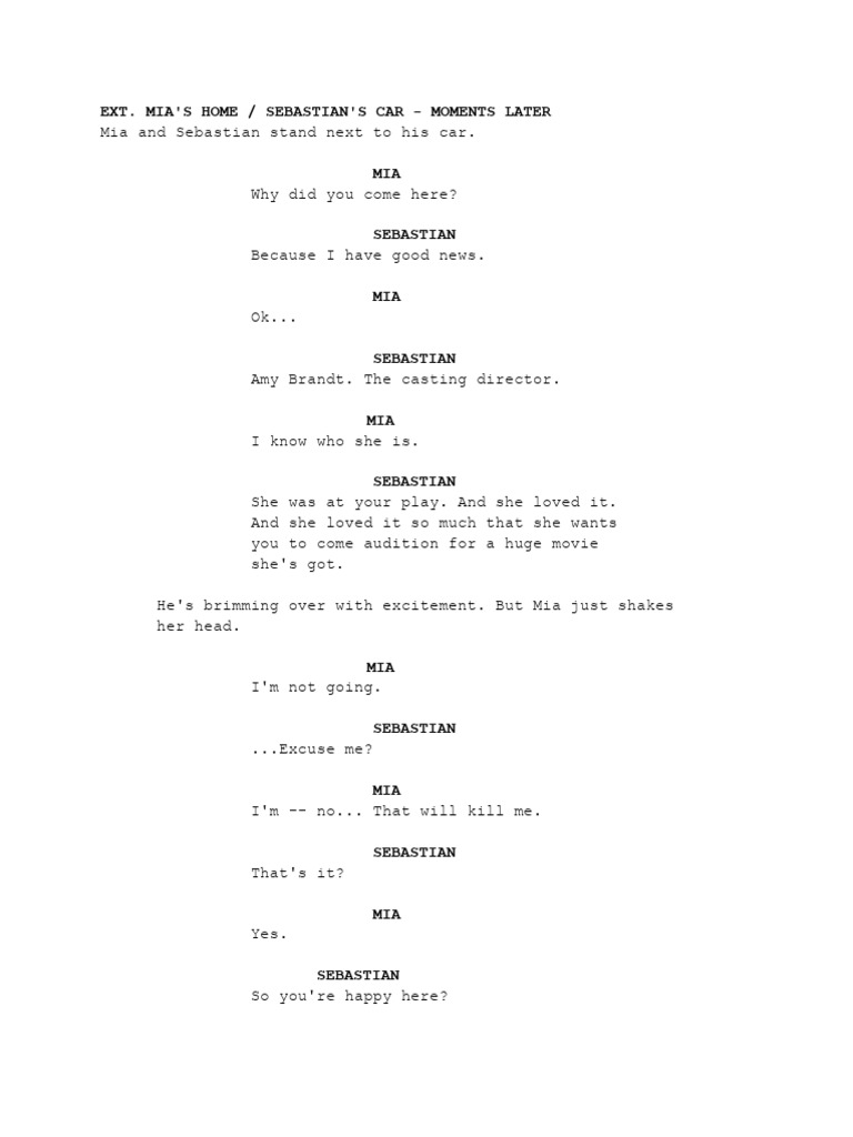 Mia's Audition Doubts in La La Land | PDF