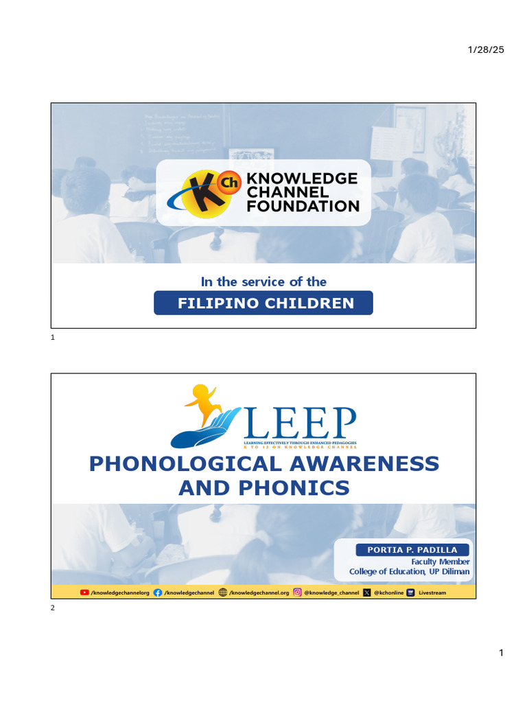 LEEP 2025 - Phonological Awareness and Phonics | PDF | Phonics | Phonology