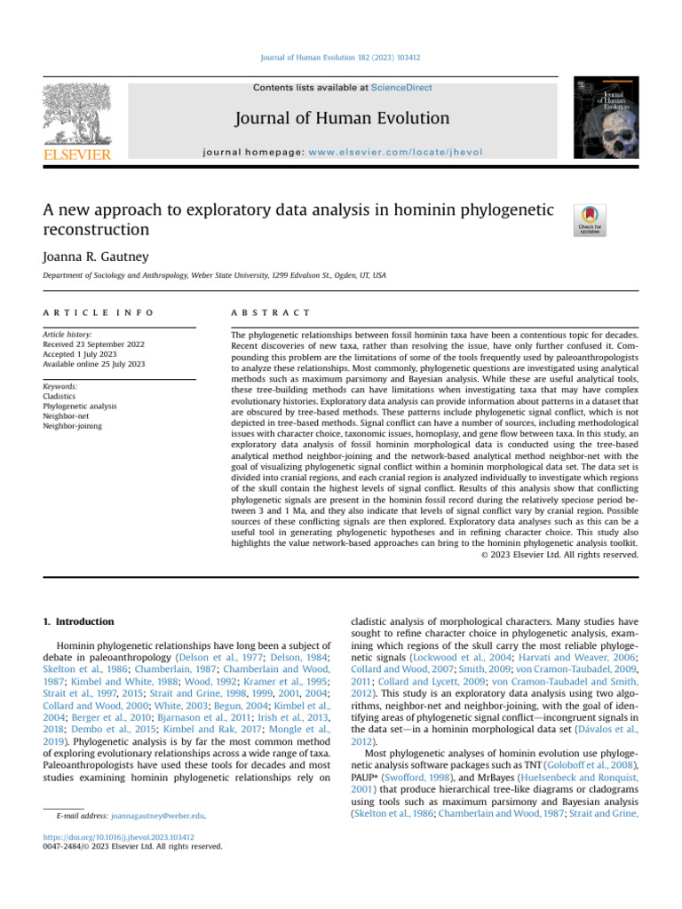 Gautney 2023 Hominin Cladistic Modelling | PDF | Phylogenetics