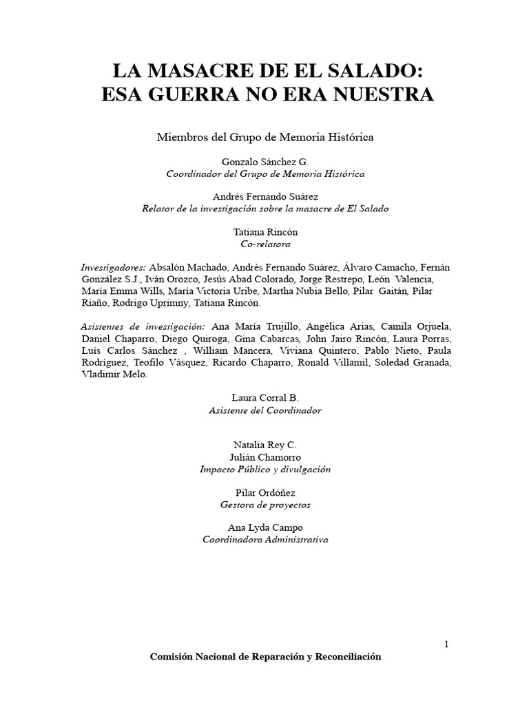 Informe La Masacre de El Salado | PDF