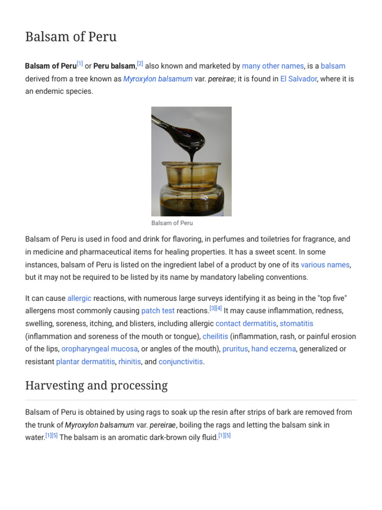 Balsam of Peru - Wikipedia | PDF