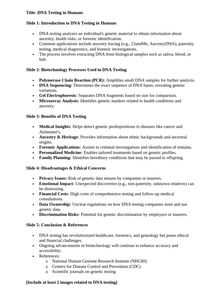 Human DNA Testing: Benefits & Risks | PDF