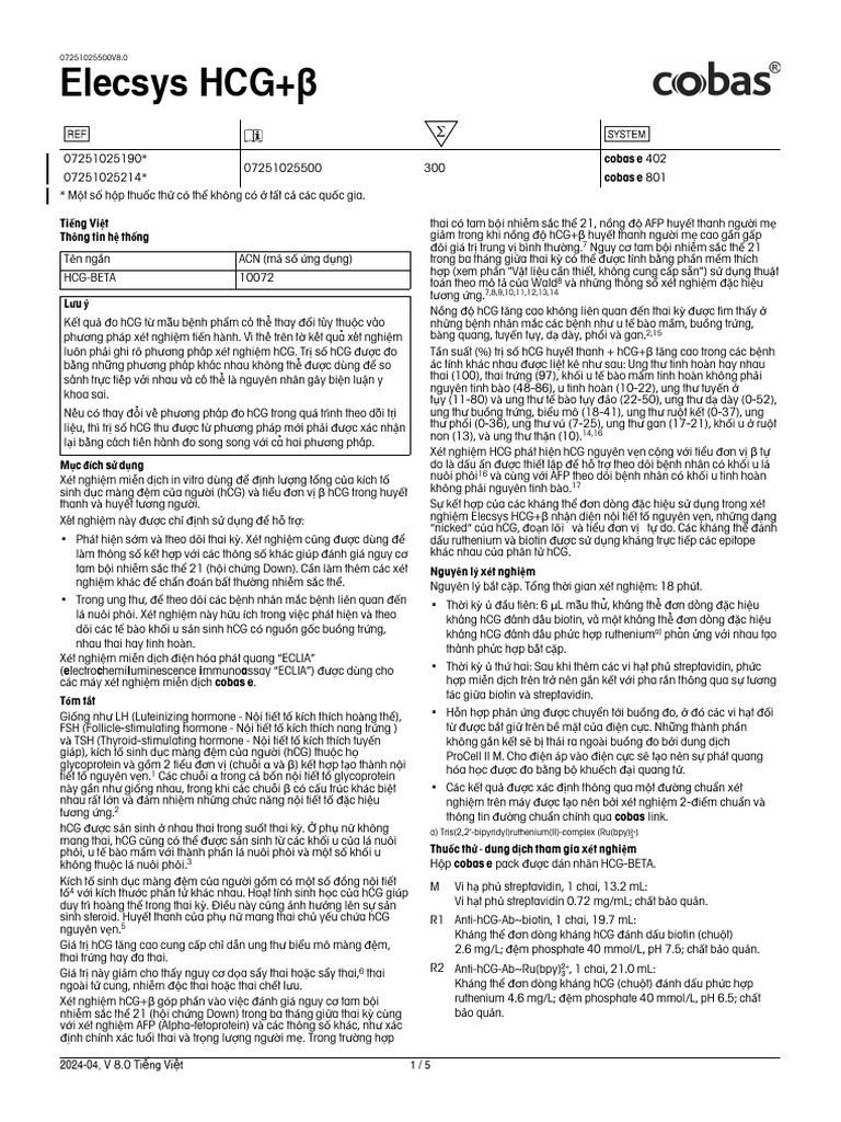 Insert - Elecsys HCG+beta.07251025500.V8.vi | PDF