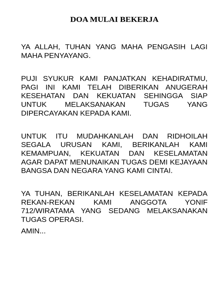 Doa Mulai Dan Selesai Bekerja | PDF