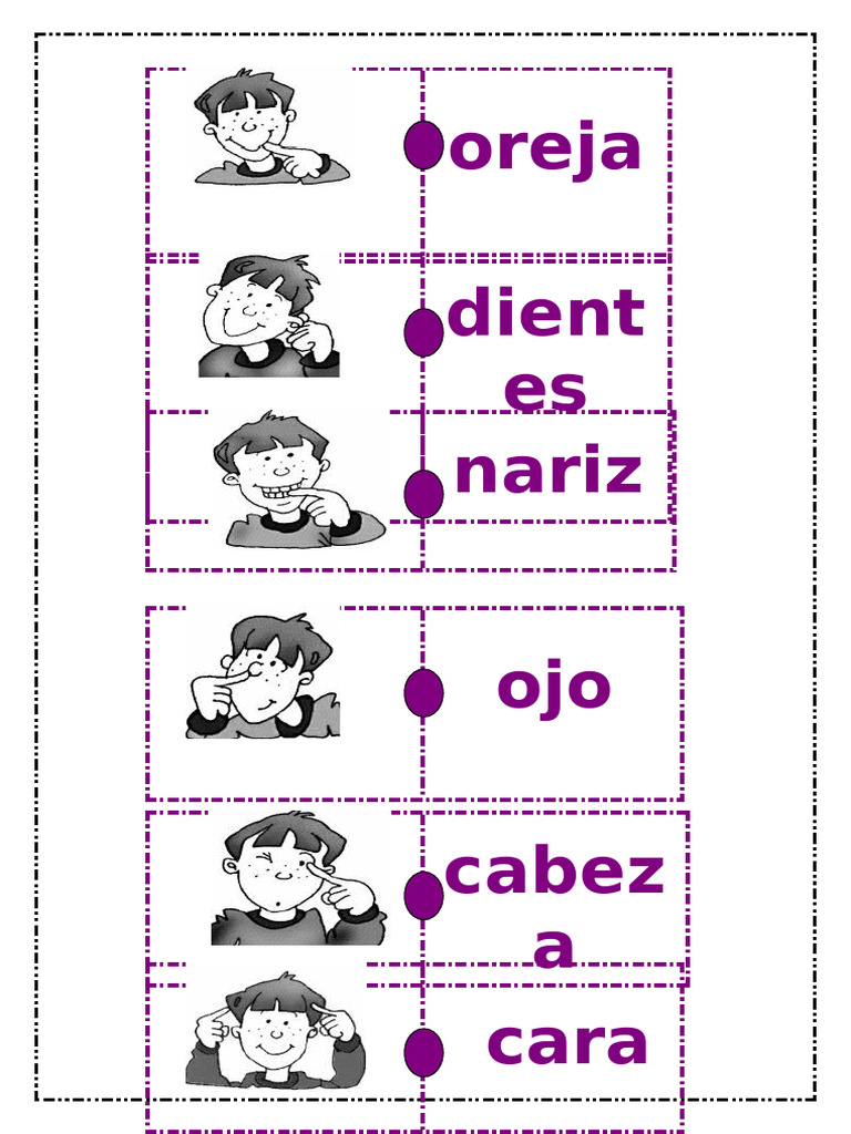 Dominó de partes del cuerpo imprimible | PDF