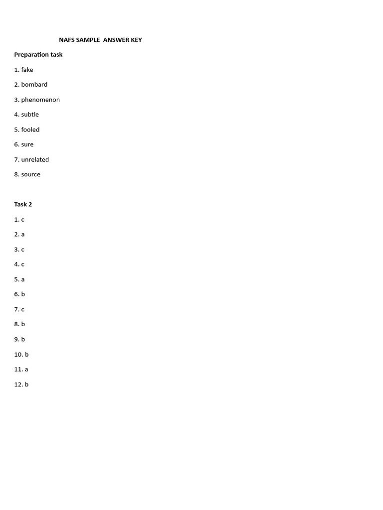 Nafs Sample Answer Key | PDF
