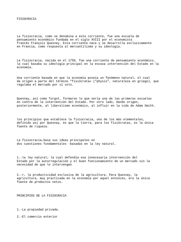 Fisiocracia: Principios y Contexto Histórico | PDF | Riqueza ...