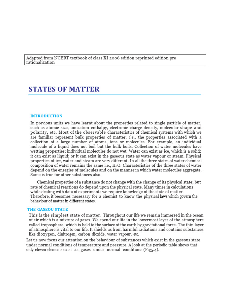States of Matter, s Block Elements Chemistry SrSec 2025-26 CBSE ...