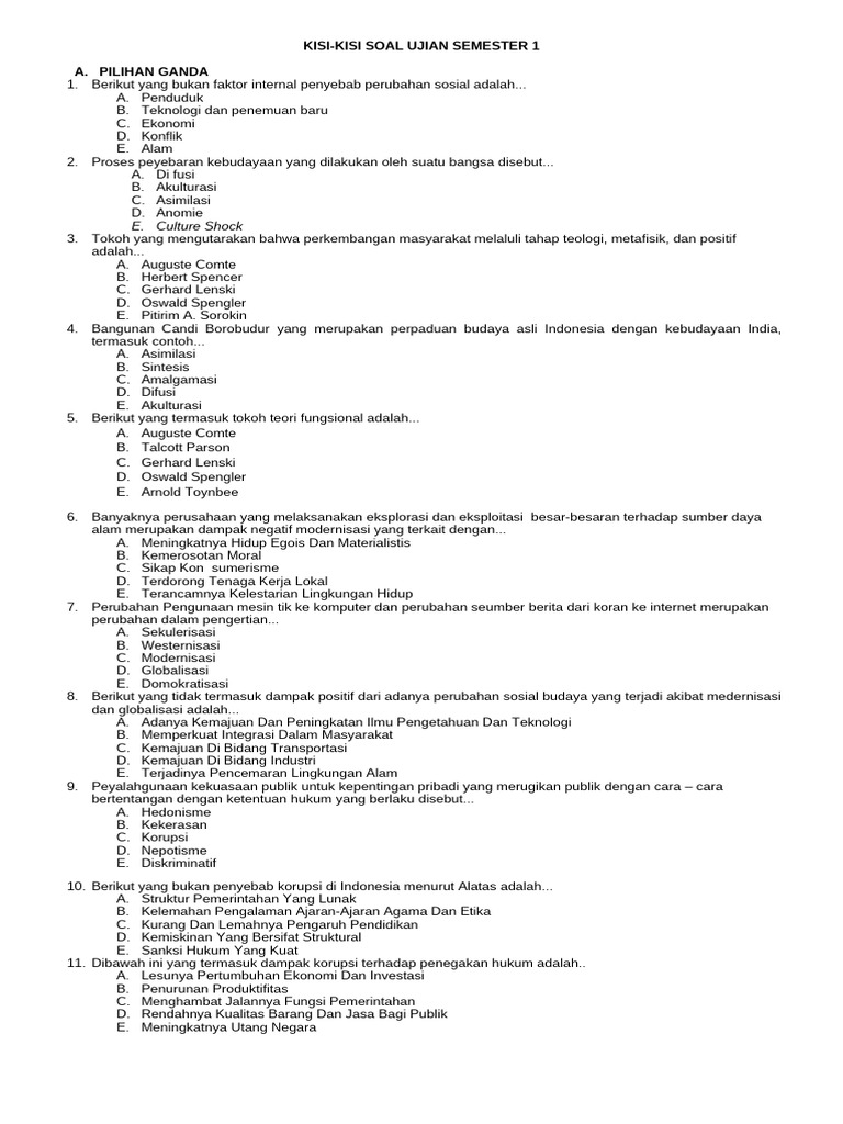 soal ANTRO utk xii bb 1 2 | PDF