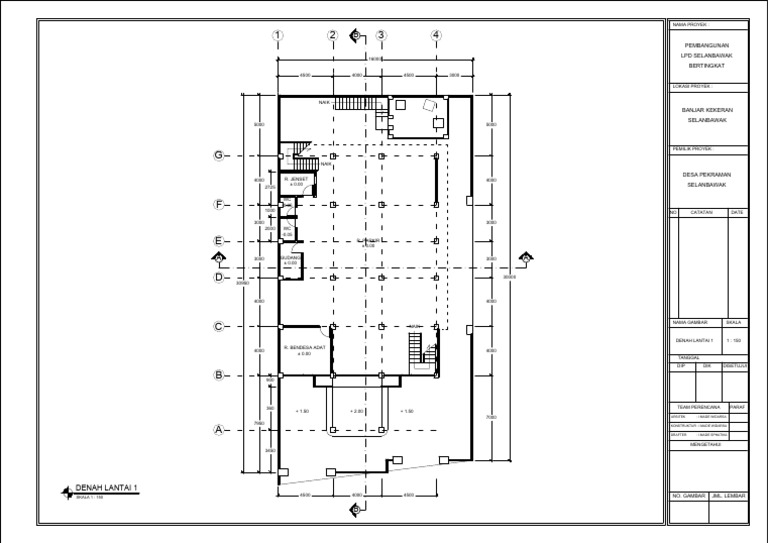 Denah Lantai 1: Pembangunan LPD Selanbawak Bertingkat | PDF