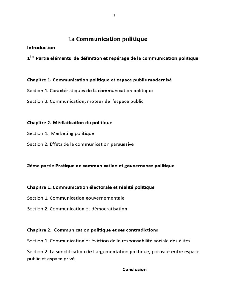 Cours sur la communication politique | PDF | la communication | Média ...
