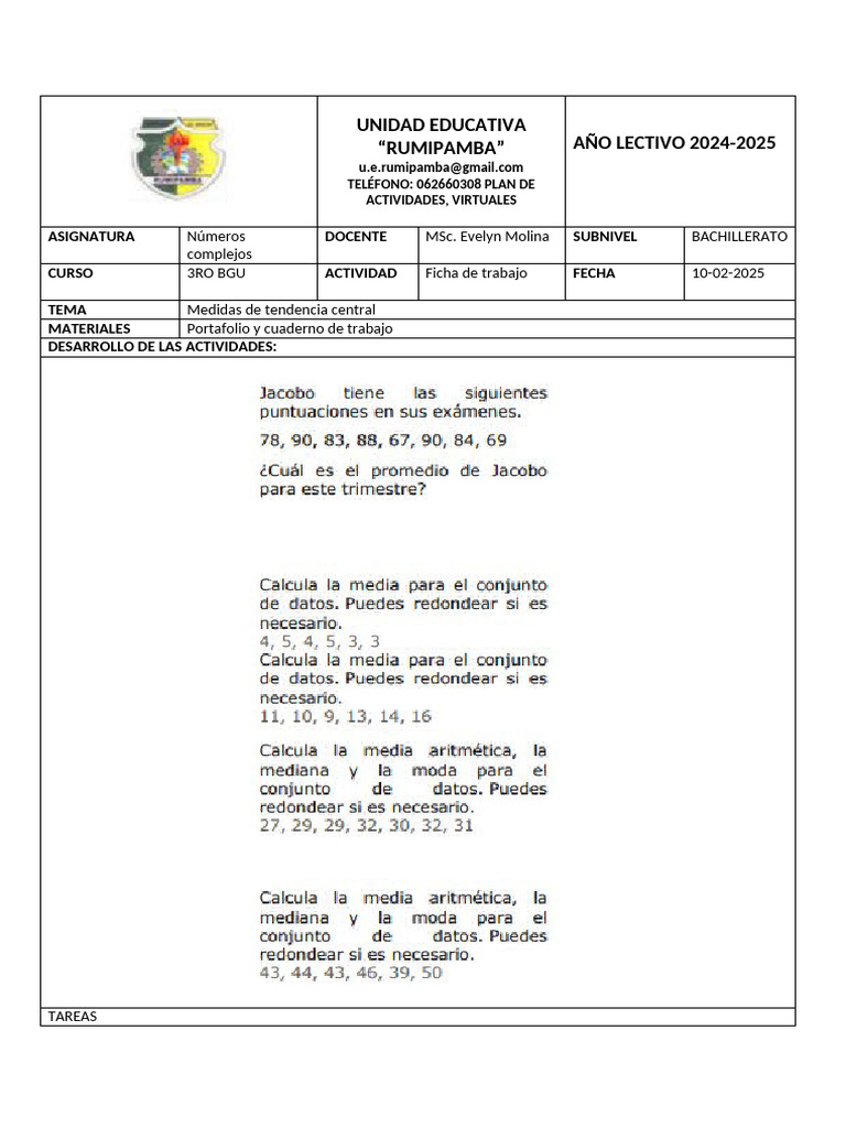 Ficha de Trabajo 3ro Bgu 10-02-25 | PDF