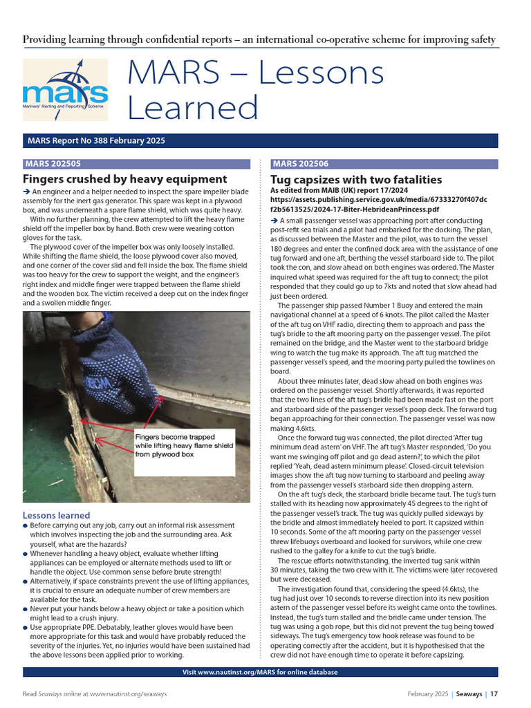 MARS Reports: Safety Lessons from Accidents | PDF | Ships | Shipping
