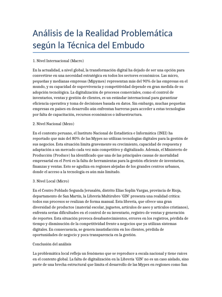 Analisis Realidad Problemática Embudo | PDF | Pequeñas y medianas ...