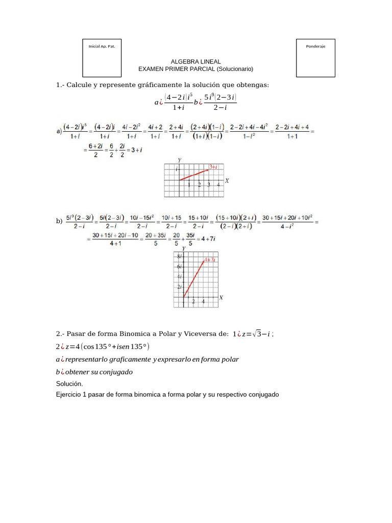 Solucionario 1ro | PDF | Número complejo | Objetos matemáticos