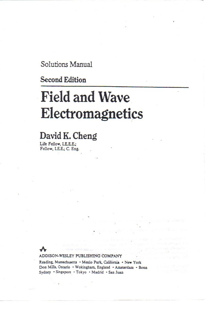 Cheng Field and Wave Electromagnetics 2ed Solution Manual | PDF