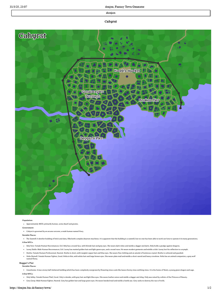 Donjon Fantasy Town Generator 3 | PDF