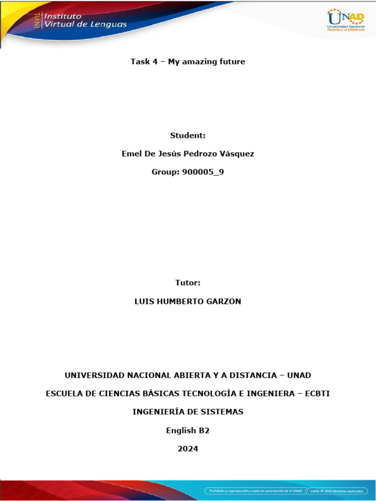 Task 4 - My Amazing Future. Emel Pedrozo | PDF