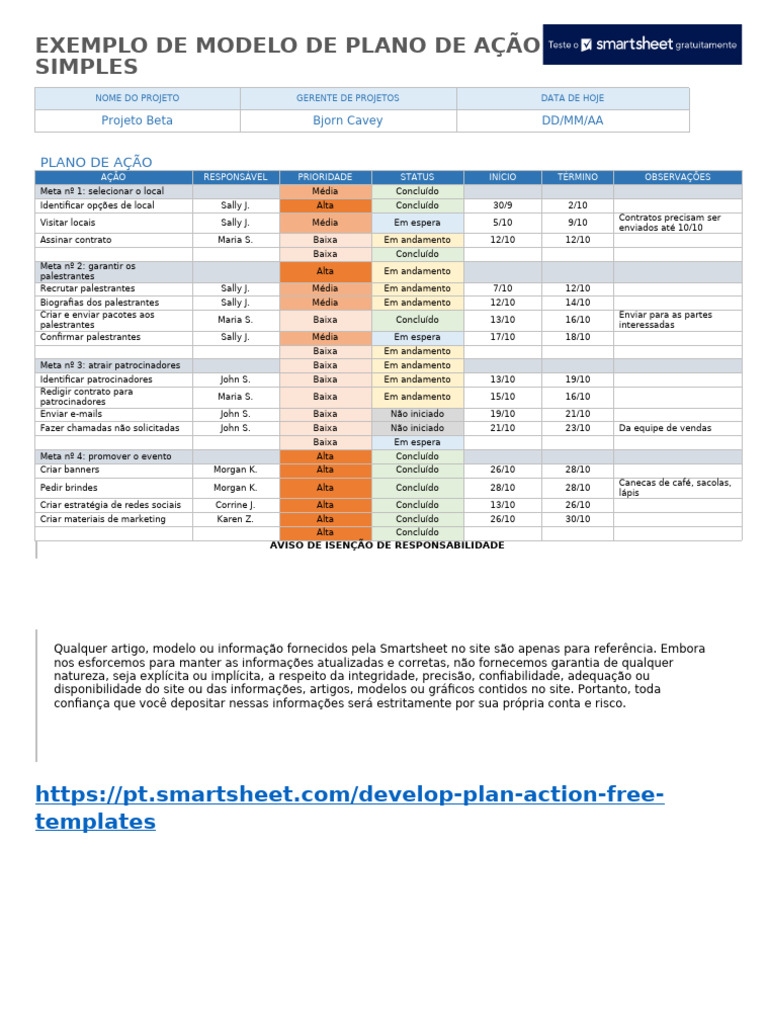 IC Simple Action Plan Example 8595 - WORD - PT | PDF