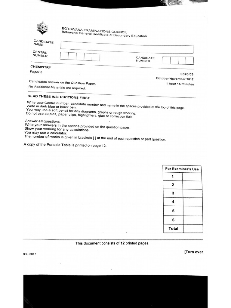BGCSE CHEM.2017 PDF | PDF