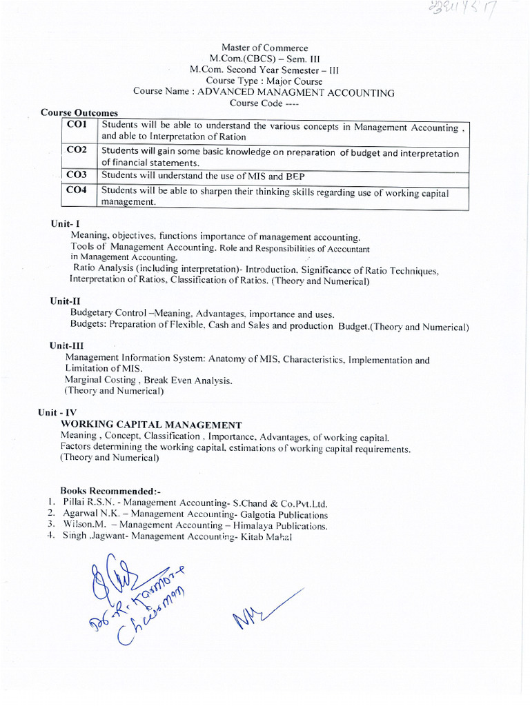 M Com 3rd & 4th Sem Syllabus of Accounting & Taxation | PDF