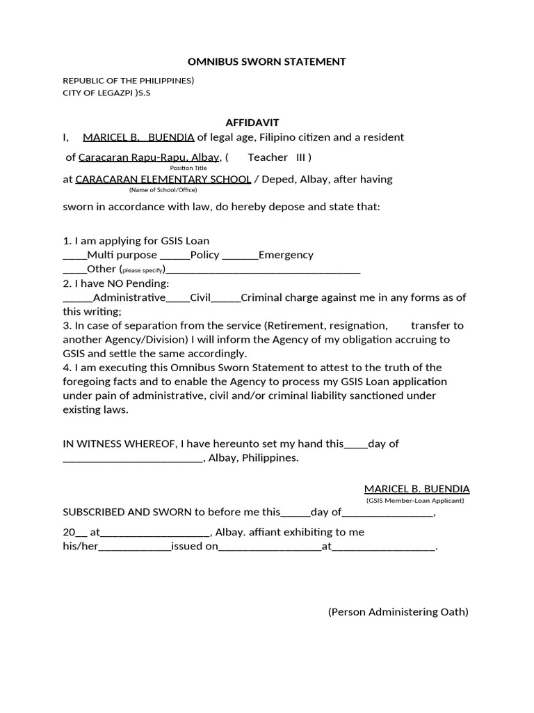 Omnibus Sworn Statement | PDF