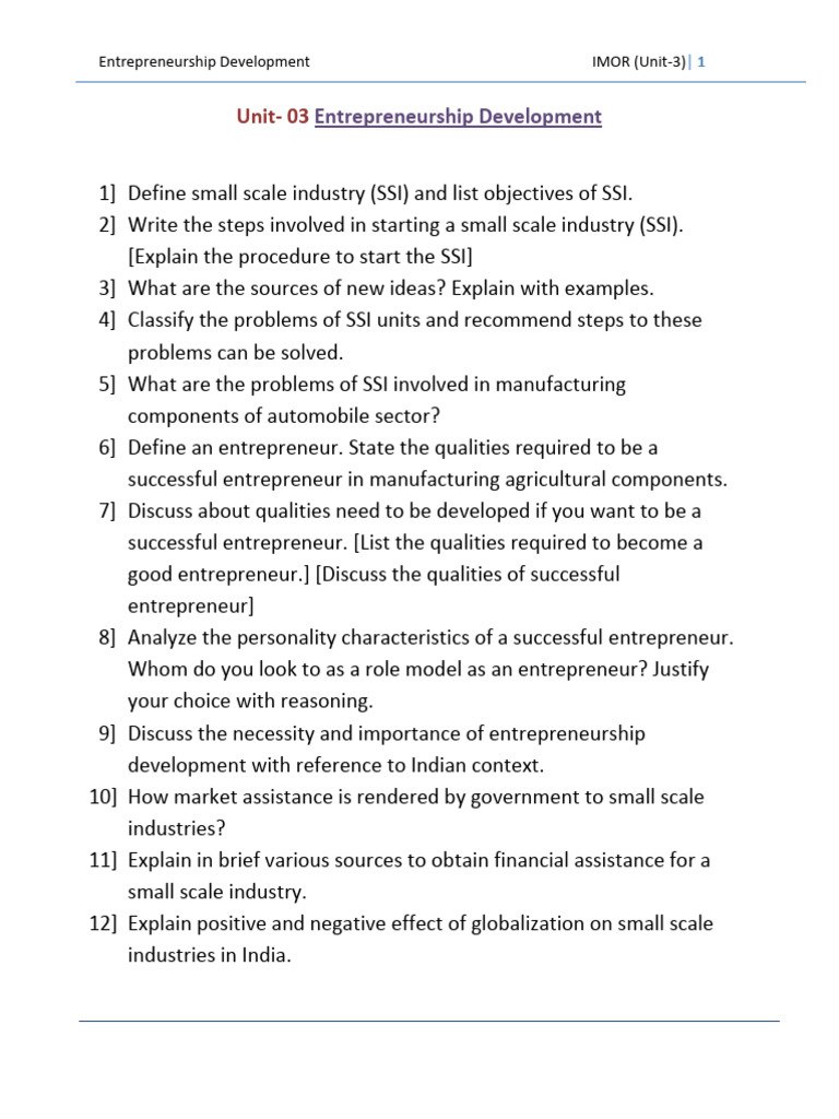 Unit 03 Entrepreneurship Development | PDF | Entrepreneurship | Economies