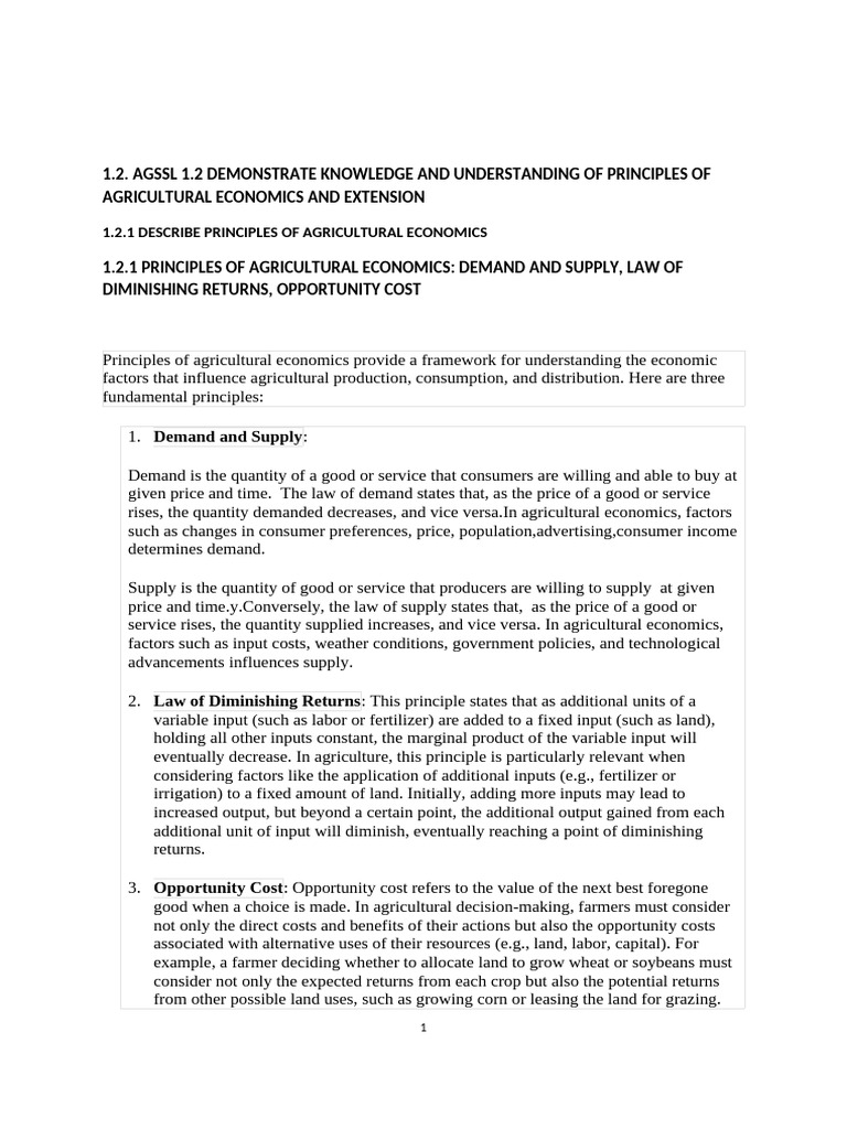 Principles of Agricultural Economics Explained | PDF | Organic Farming ...