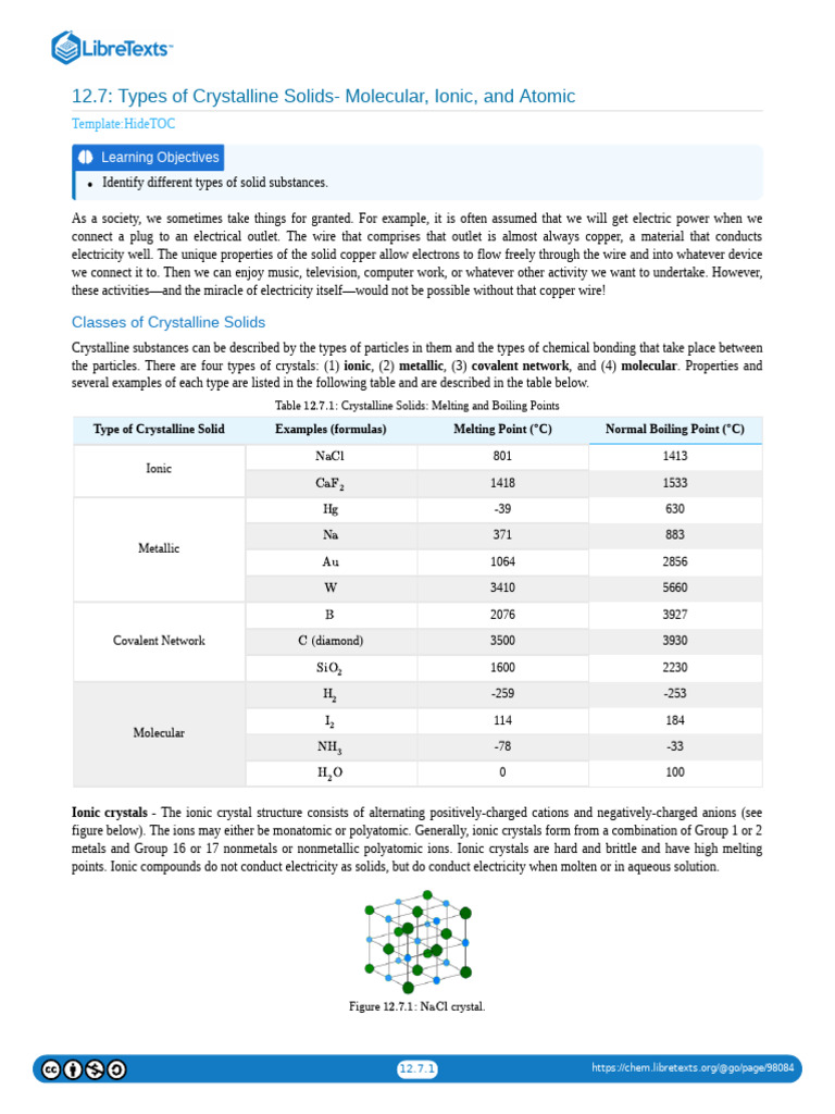 Types of Crystalline Solids Explained | PDF | Chemical Bond | Molecules