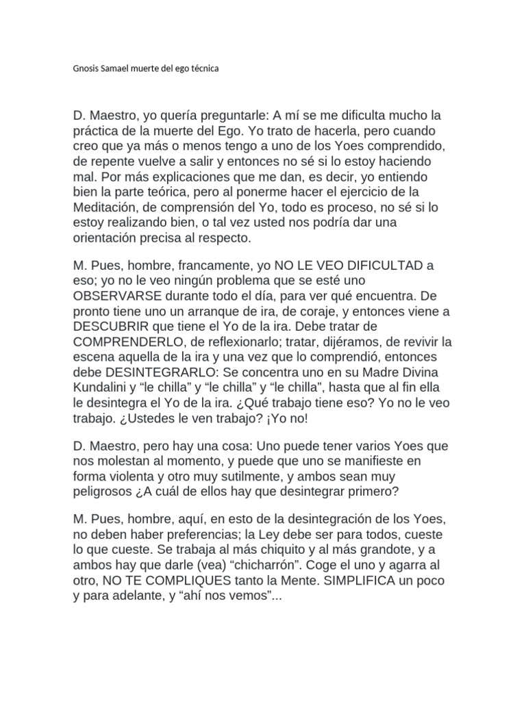 Gnosis Samael Muerte Del Ego Técnica | PDF | Cigarrillo