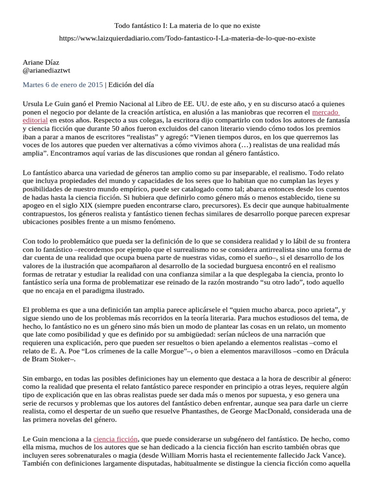 Lo fantástico y su definición literaria | PDF | Fantasía | Ciencia ficción