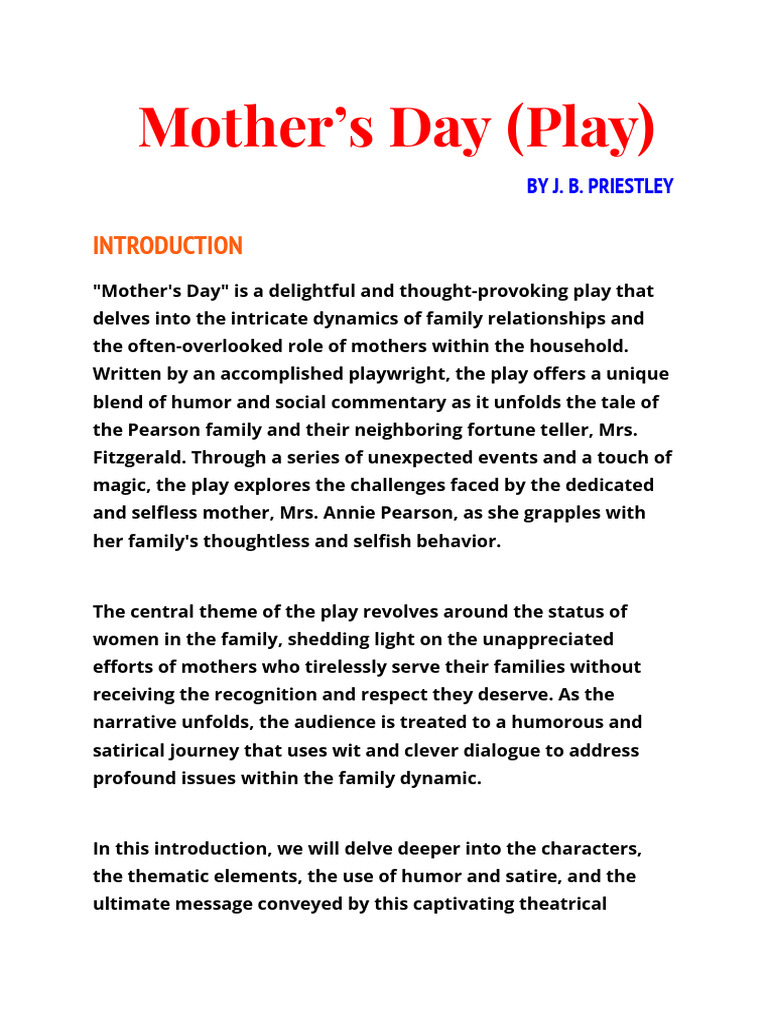 Satirical Insights in "Mother's Day" Play | PDF | Humour | Satire