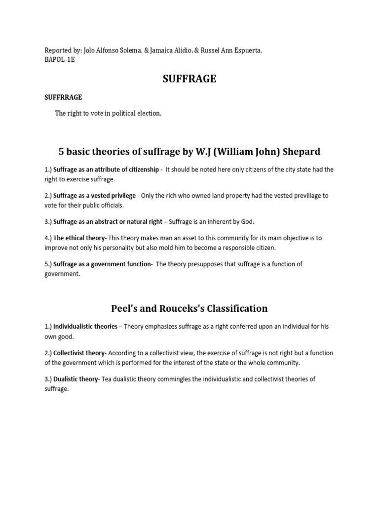 Suffrage & Electorate Process | PDF | Elections | Political Events